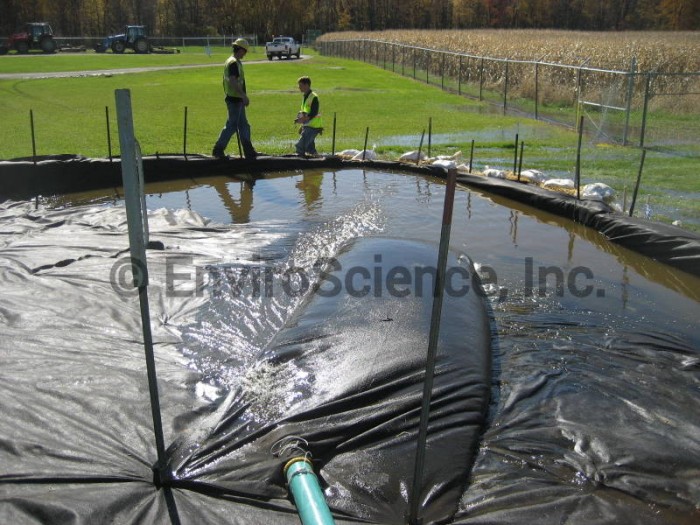 Filtering pit almost at capacity as discharge rate was increased later ...